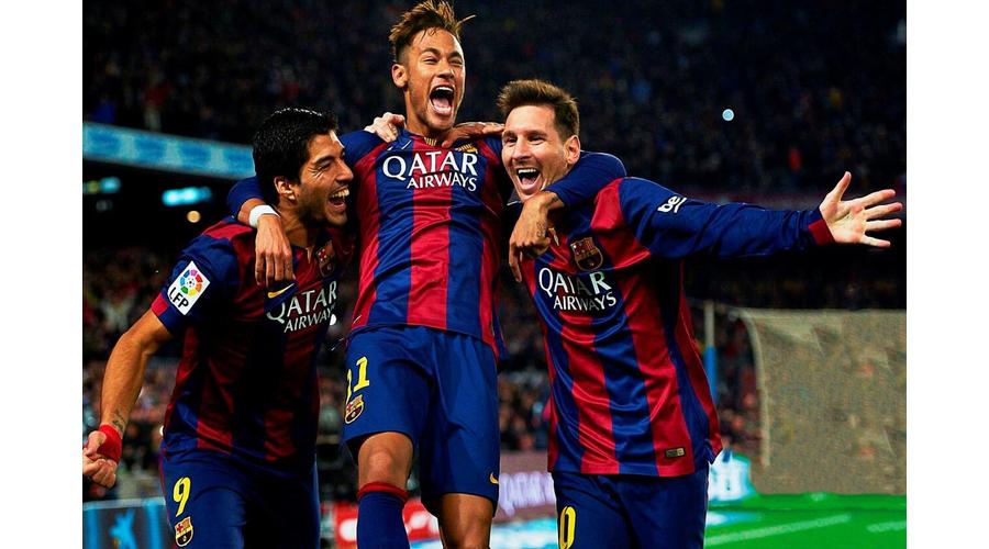 MSN, FC Barcelona, egyedi méretre gyártott térhatású selyem tapéta - GEROGA